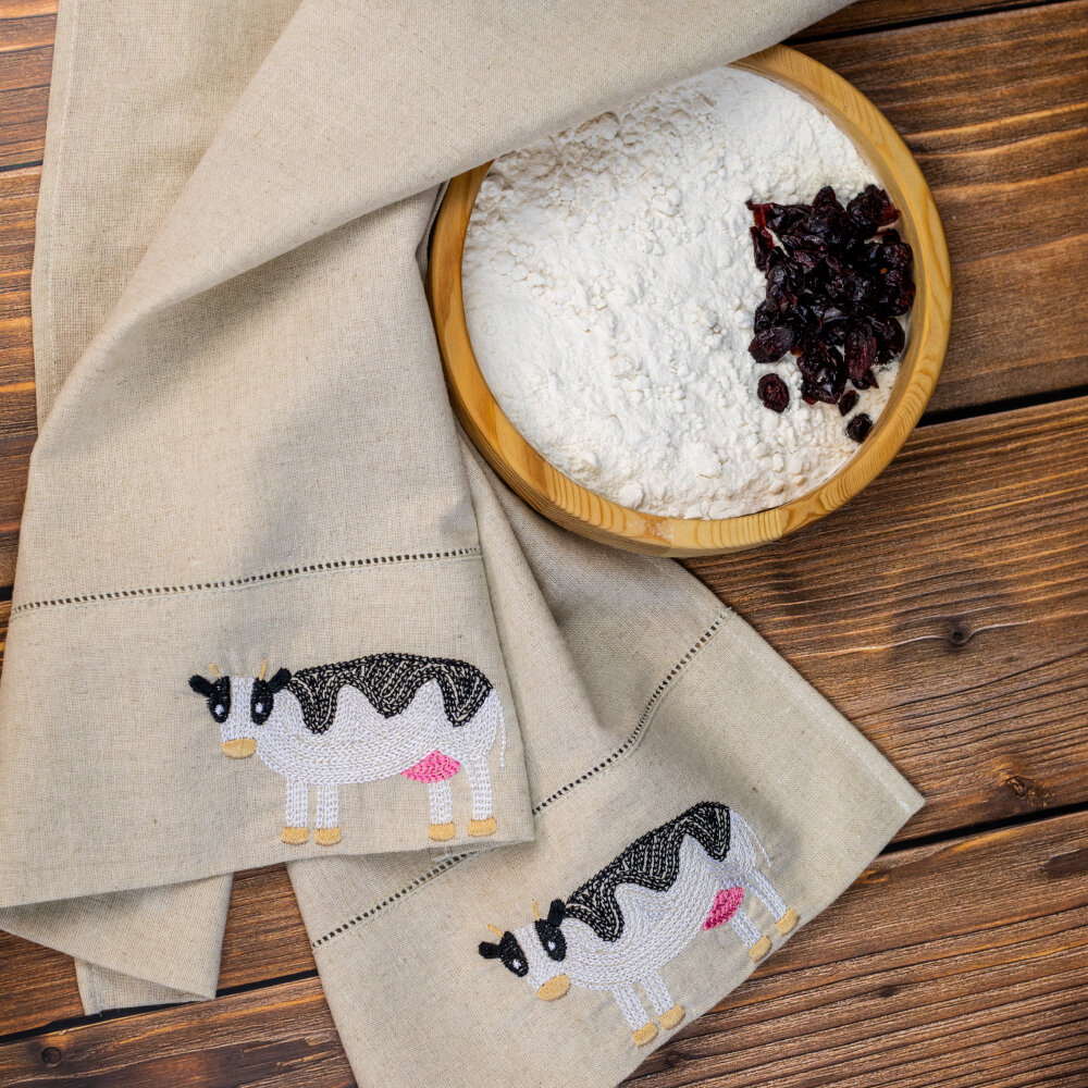 Набор полотенец "На лугу", 40x55 см, лен с хлопком, с вышивкой, 2 шт