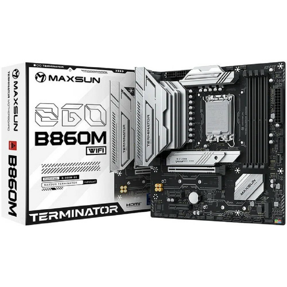 MAXSUN Материнская плата MS-Terminator B860M WIFI LGA 1851 4хDDR V 3хM.2