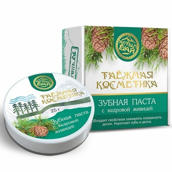 Зубная паста Алтын Бай "Таежная косметика", с кедровой живицей, 25 г