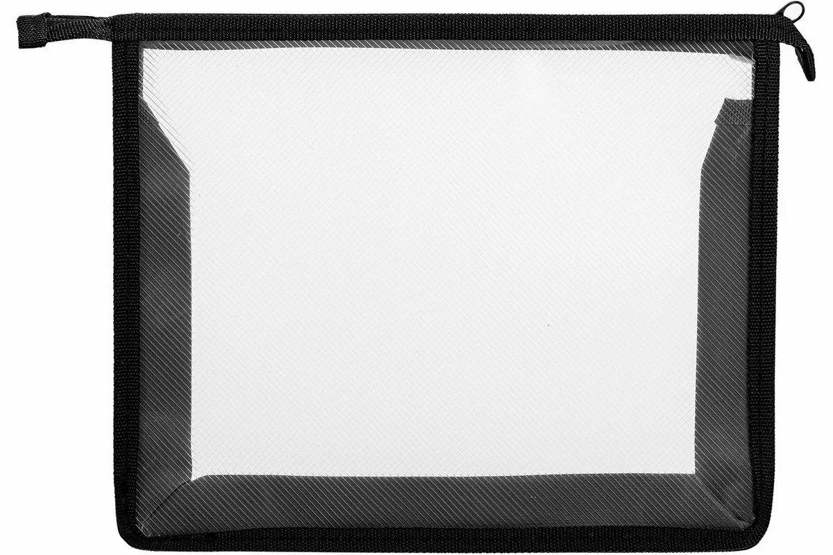 Папка Пифагор для тетрадей А5, пластиковая, молния сверху, прозрачная, черная, 272113