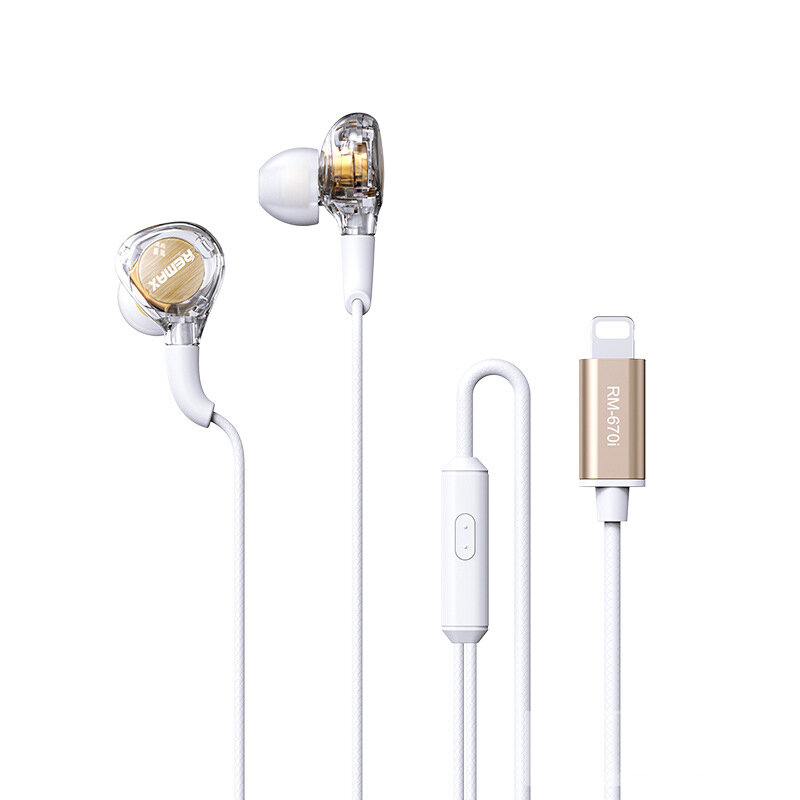 Наушники-вкладыши REMAX platinum silver white transparent sound chamber, цвет: 【lighting】