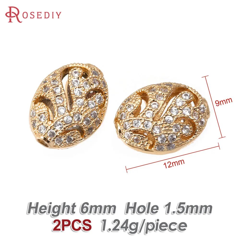 Разделители для браслетов Rosediy, 12x9 мм, 1.5 мм, 18K Gold Color
