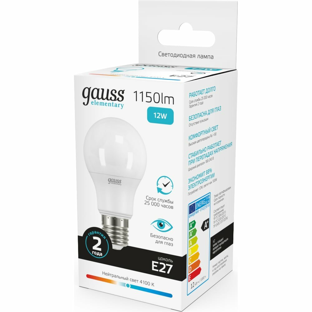 Лампа Gauss LED Elementary A60 12W E27 4100K