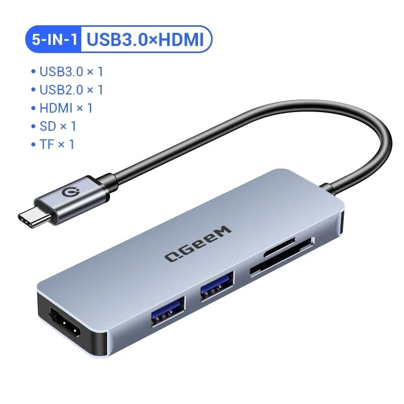 QGeeM USB C-концентратор для Macbook Pro Multi USB 3.1 Type C Hub 3.0 2.0 USB C HDMI-адаптер PD Dock для Huawei Mate 20 Pro OTG Splitter