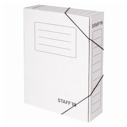 Папка архивная с резинкой А4 (325х250 мм), 75 мм, до 700 листов, микрогофрокартон, БЕЛАЯ, STAFF, 128878 (цена за 1 ед. товара)