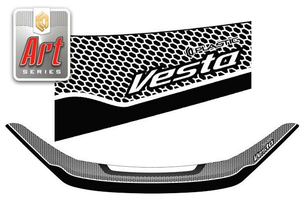 Дефлектор капота для ВАЗ Lada Vesta SW Vesta Cross универсал 2015-н. в. Серия Art черная