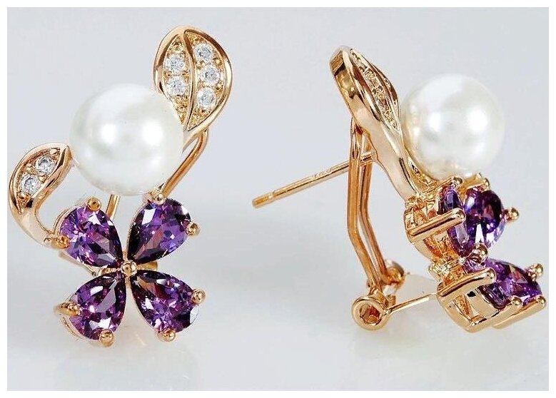 Серьги Lotus Jewelry, жемчуг Swarovski синтетический