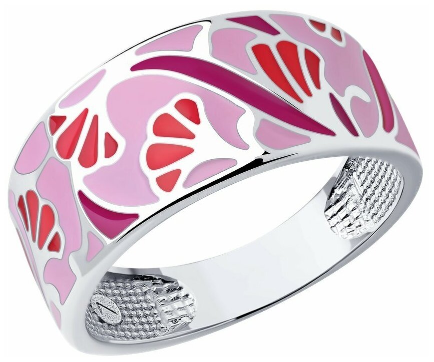 Кольцо, серебро, 925 проба, родирование, эмаль