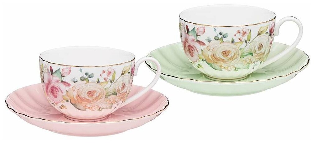 Чайный набор lefard времена года 280мл 4 пр. На 2 пер. Розовый-мятный KSG-760-693