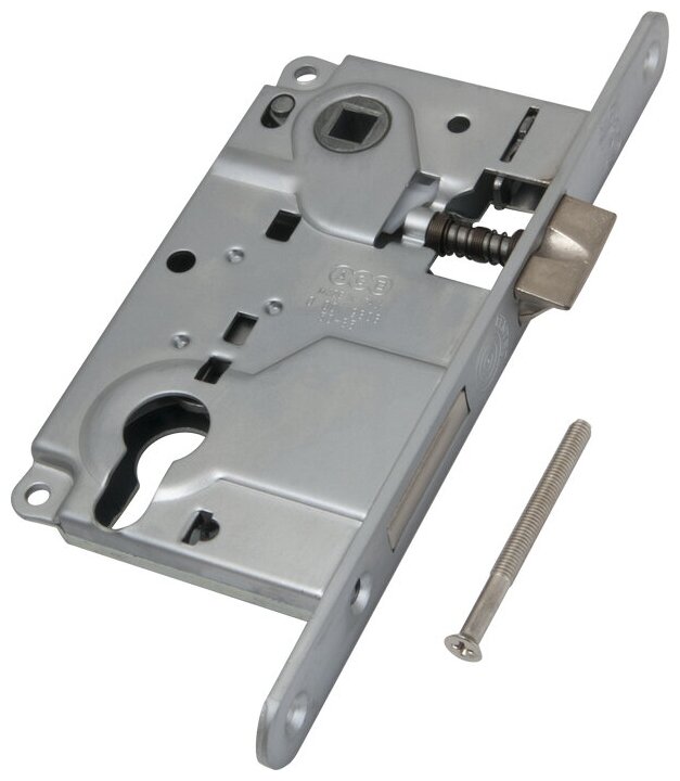 Замок межкомнатный AGB под цилиндр CENTRO B01025.50.06 ригель+защёлка (никель)