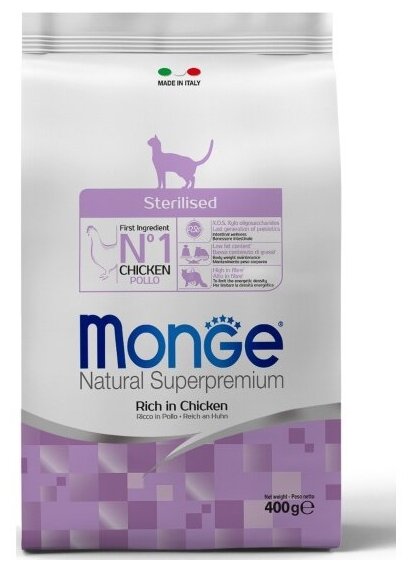 Сухой корм для стерилизованных кошек Monge Sterilized с курицей 400 г