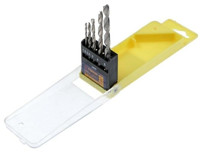 Набор сверл по металлу ТероПром 1119691 тундра, HSS, цилиндрический хвостовик, 1.5-2.5-3-4-5 мм, 5 шт, 1119691