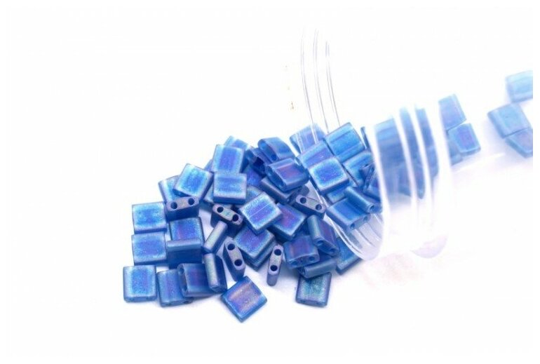 Бисер японский MIYUKI TILA #0149FR синий капри, матовый радужный прозрачный, 5 грамм