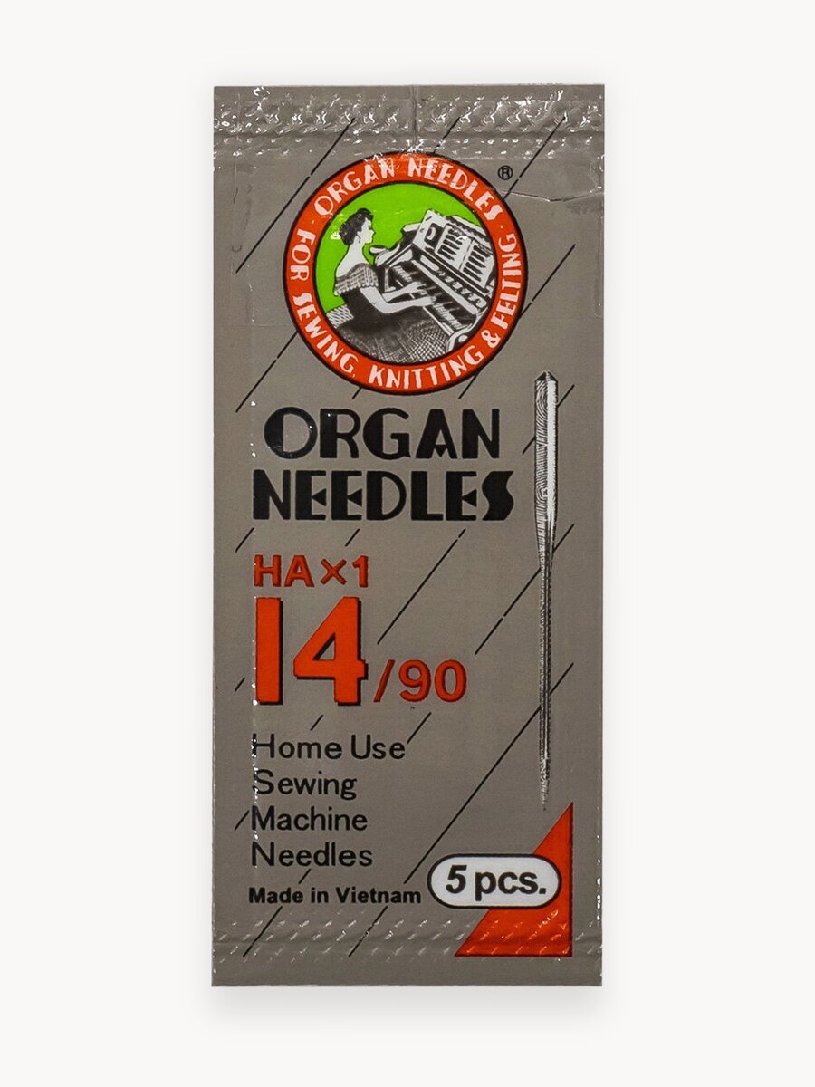 Иглы для швейных машин универсальные ORGAN № 90, 5 шт, в мягкой упаковке