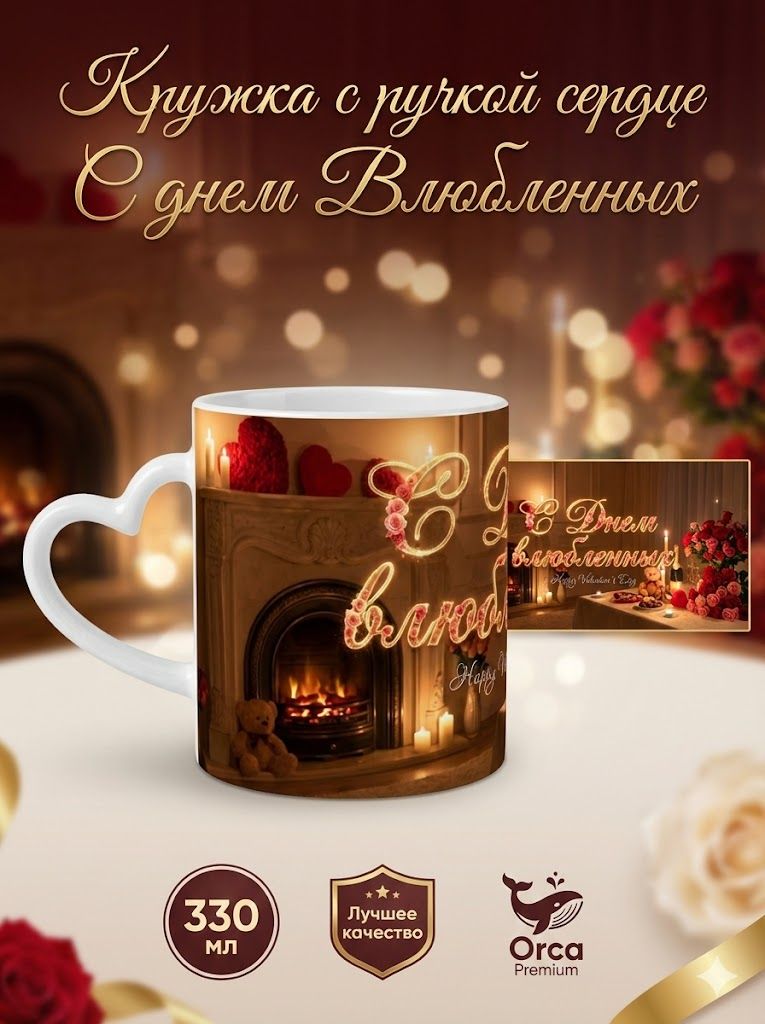 Кружка С днем Влюбленных С Ручкой Сердце