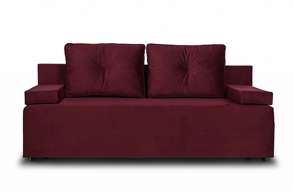 Прямой диван Лиссабон (Доминик) Бордовый, еврокнижка, 185х88х75 см, с ящиком для белья