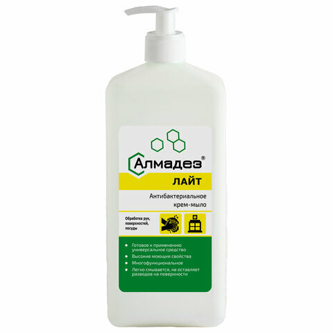 3 шт. Крем-мыло антибактериальное 1 л, алмадез-лайт, дозатор, МАЛ-04