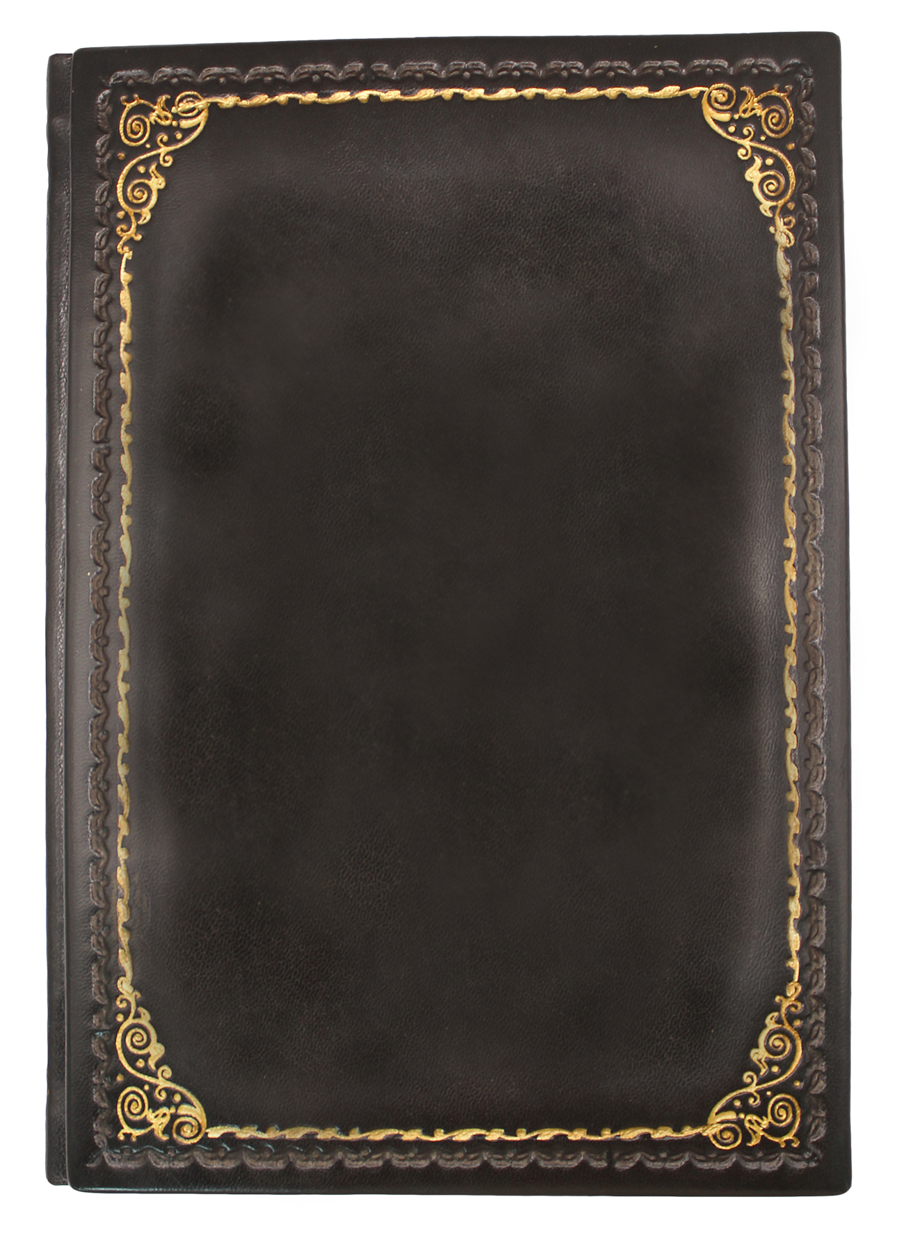 Ежедневник ручной работы из натуральной кожи "Золотые углы" 15х22. Черный.