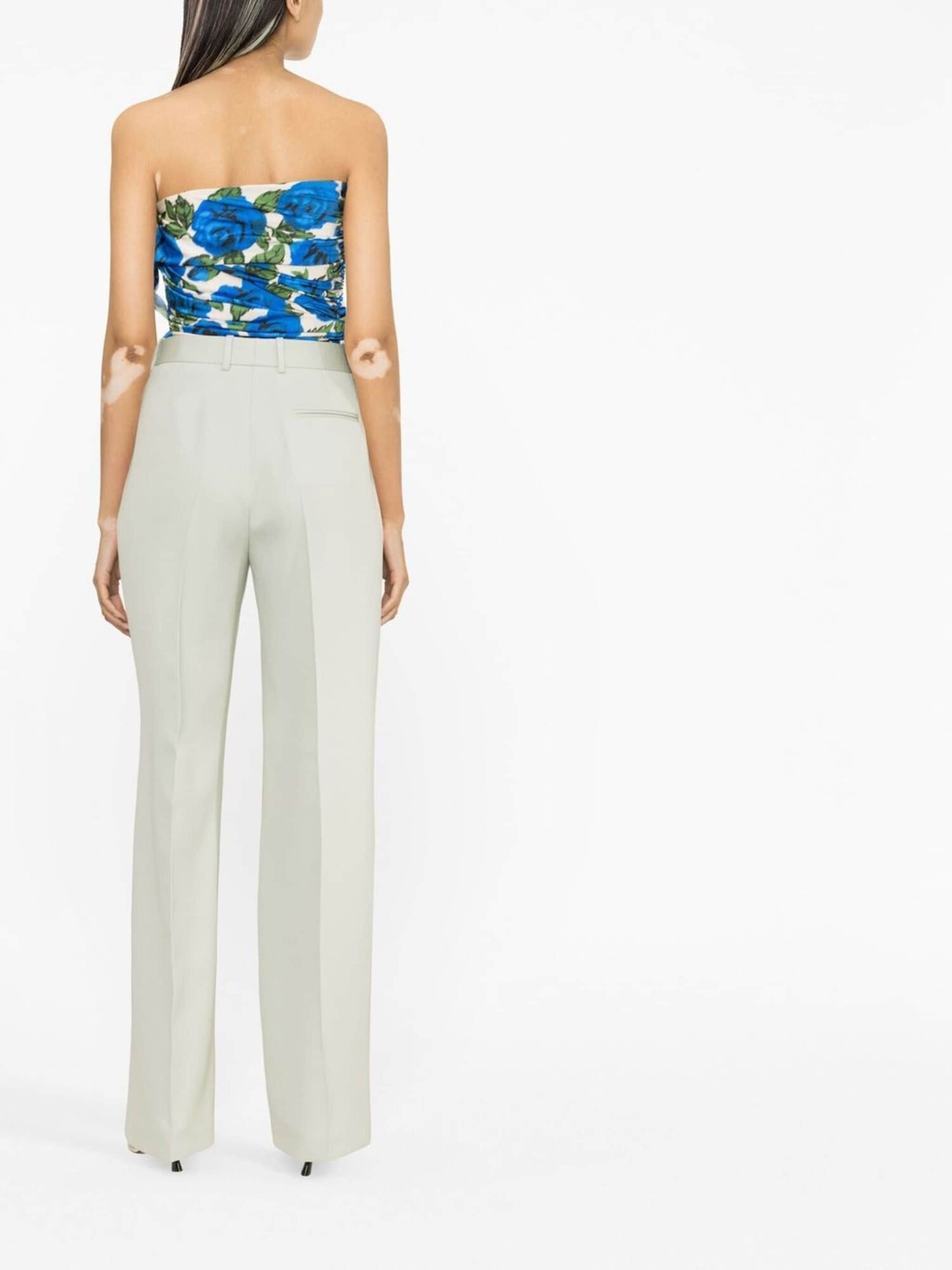 Топ PHILOSOPHY Di Lorenzo Serafini Floral-print strapless top, размер 38, синий — фото 1