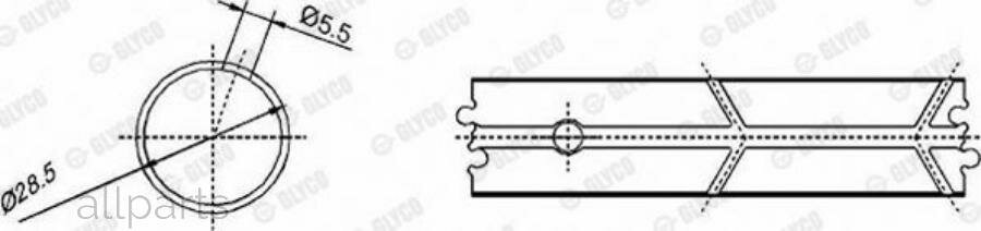 GLYCO 553625SEMI вкладыши PL-B ! \ MB Sprinter/Vito 2.0D-3.5TD OM601/OM602/OM603 79> std (1)