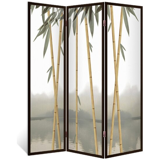 Ширма перегородка Декор Депо для комнаты деревянная "Тростник души моей" двухсторонняя с картинкой (уют) 3 створки венге 176х140 см 11 кг