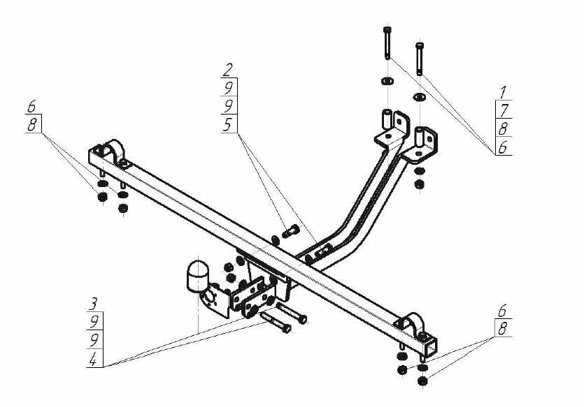 Фаркоп для ВАЗ 2121, 2121 Urban 1997-н. в. (без электрики, паспорт и сертификат в комплекте) Motodor.92105-A
