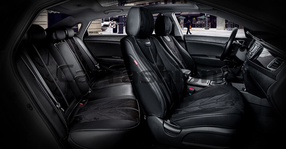 Комплект каркасных чехлов на сиденья 5D START PLUS CarFashion, черные /вставка черная