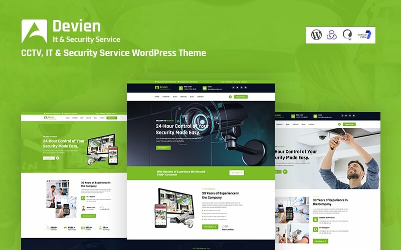 Подарочный сертификат на Шаблон для сайта Вордпресс с демоконтентом Devien - CCTV, IT and Security Service Responsive Theme WordPress