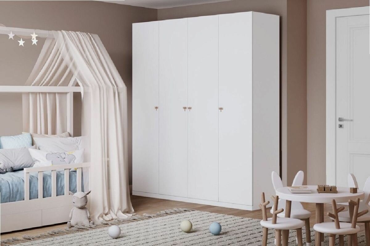 Шкаф распашной Стрекоза Mini-4 Белый для одежды четырехдверный 180*210*52