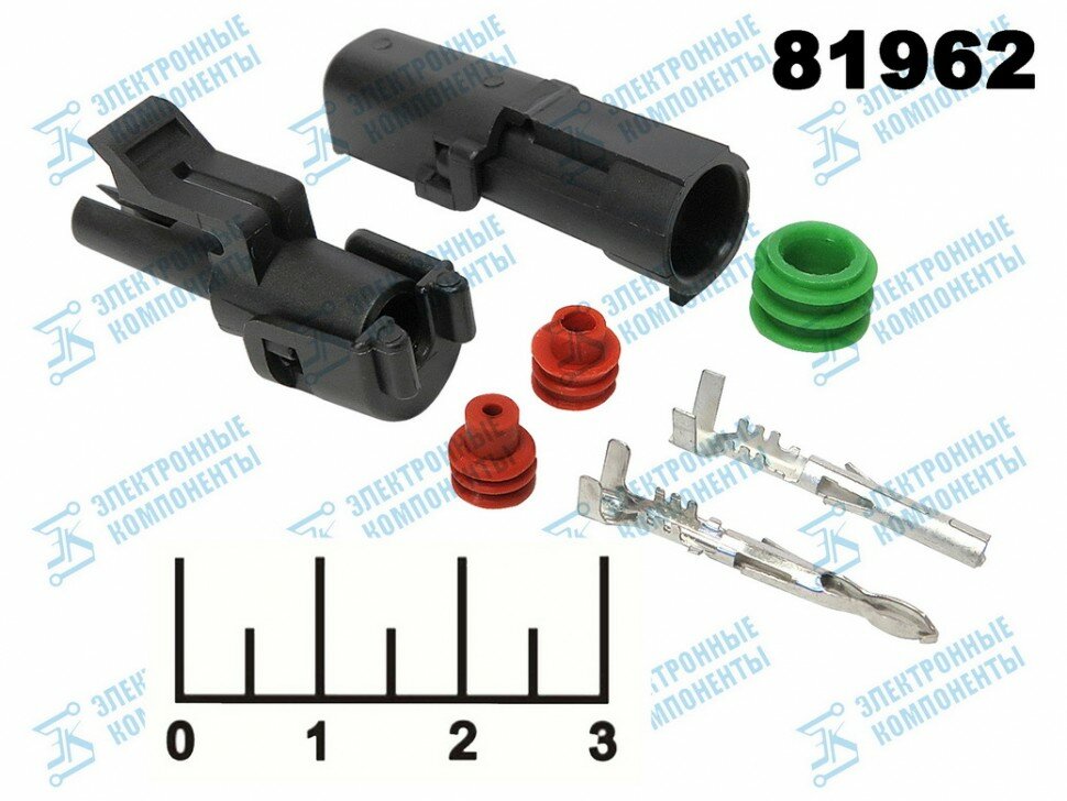 Разъем 1pin в комплекте 2.5мм влагозащищенный DJ3011-2.5-21/11 авто