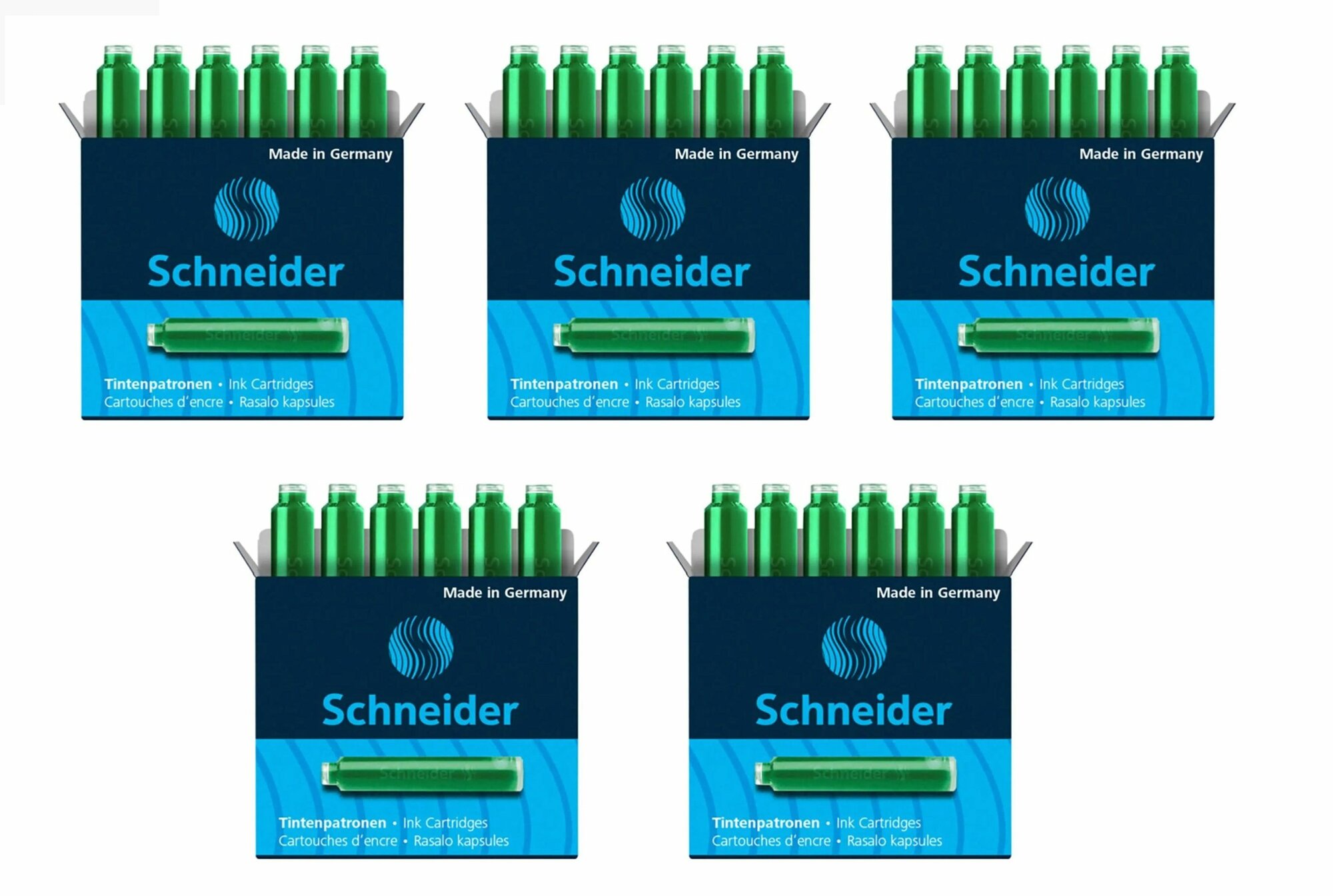 Набор 5 шт. - Картриджи чернильные Schneider зеленый, 6 шт, картонная коробка