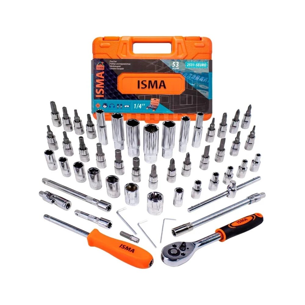 Набор инструмента ISMA-2531-5 EURO, полупрофессиональный, 53 предмета, в кейсе