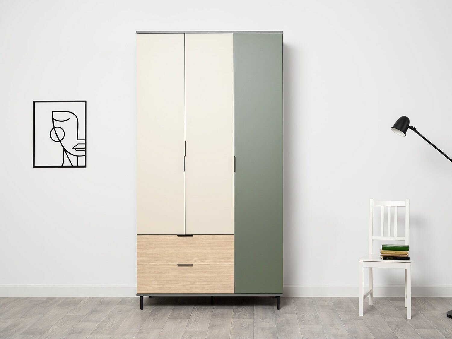 Шкаф Mobi Марвэл 16.317.03 Темно - серый U2601, Сатин 7045 SU, Плэйн, Дымчатый Зеленый K521