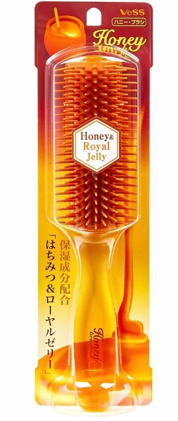 VESS Массажная щетка для увлажнения и придания блеска волосам с мёдом и маточным молочком пчёл Honey Brush,