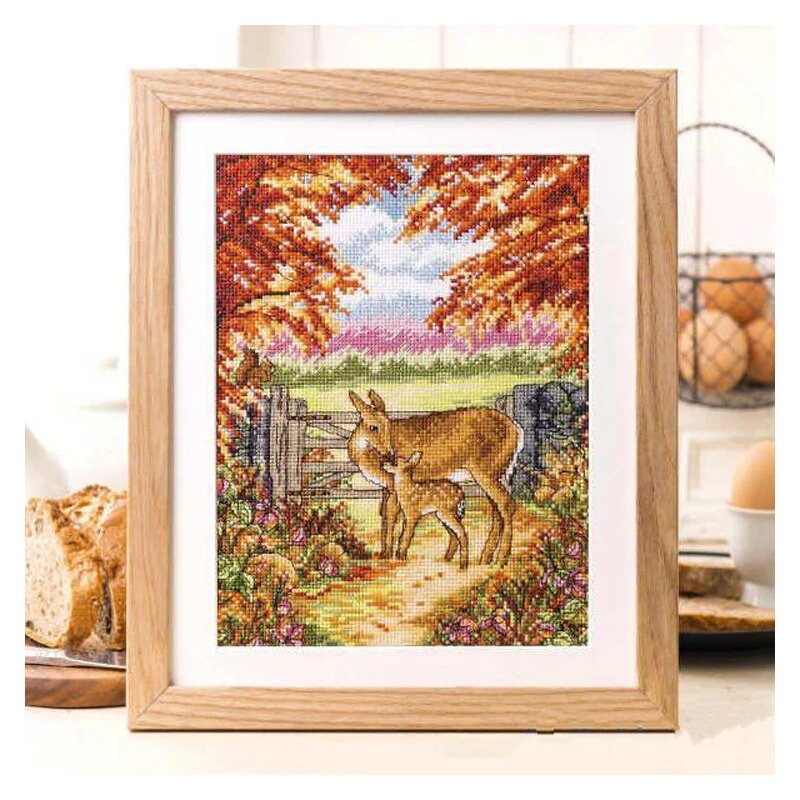 Комплект для вышивки крестом Amishop Lovely Love Два оленя 16CT unprint canvas