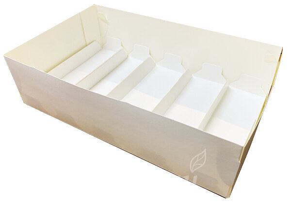 Упаковка для эклеров и эскимо Белая прозр. крышка 25х15х5 см. (Набор из 5 шт.)