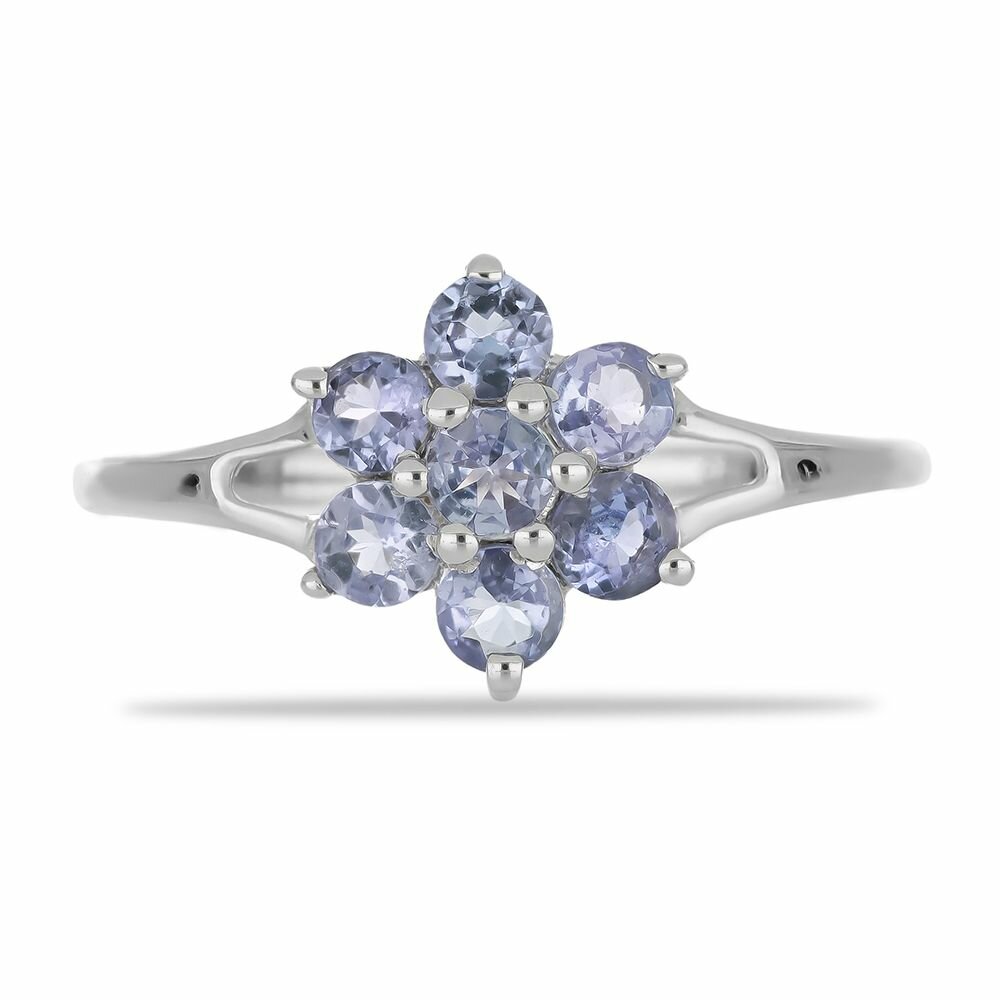 Кольцо, серебро, 925 проба, родирование, танзанит