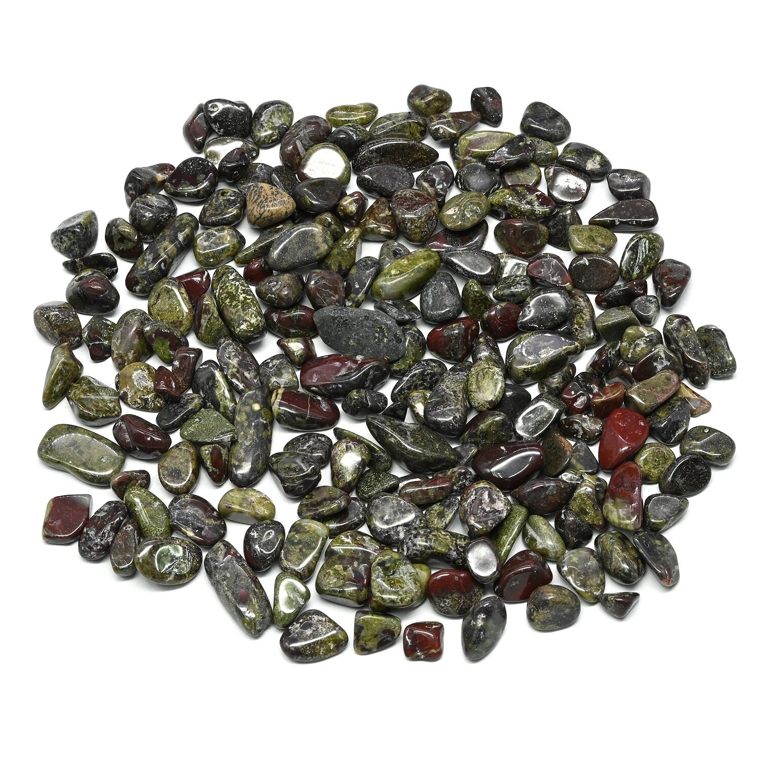 Яшма зеленая галтовка фракция 5-10мм, упаковка 100г .