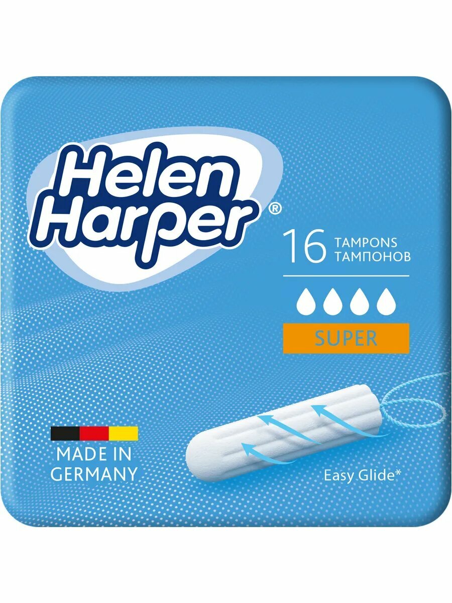 Тампоны женские Helen Harper Super, 4 капли, 48 шт, без аппликатора для обильных выделений — фото 1