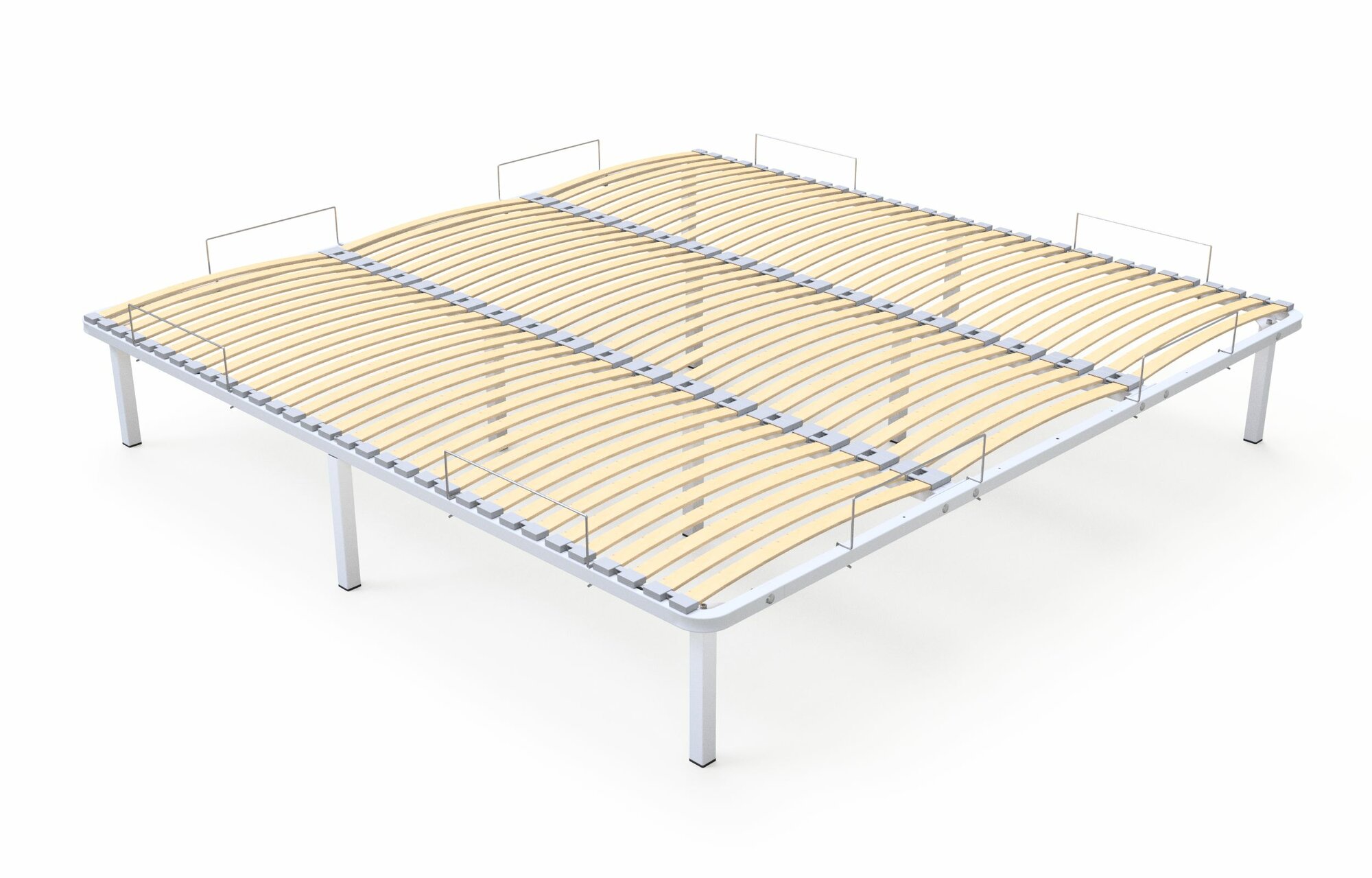 No-standard 220x200 Усиленное ортопедическое основание для кровати разборное (ножки 30см), профиль 30х30х1,5мм, узкие ламели 96 шт. + 8 матрасодержателей