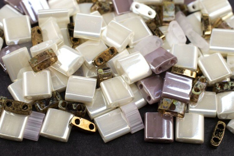 Бисер японский MIYUKI TILA MIX225 микс Gold and Creams, 5 грамм