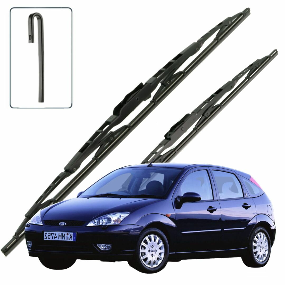 Дворники Ford Focus (1) DBW / Форд Фокус хэтчбек 5 дв. рест. 2001 / 2002 / 2003 / 2004 / 2005 Щетки стеклоочистителя каркасные для автомобиля 550мм-480мм к-т 2шт.