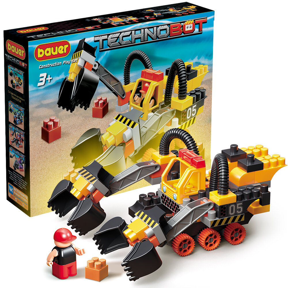 Конструктор Bauer робот "Technobot", для детей от 3-х лет, 86 деталей, желтый