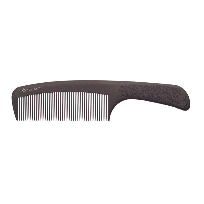 Расческа рабочая DEWAL Pro серия SUPER THIN, 20,5 см, с ручкой, широкая, антистатик, черная