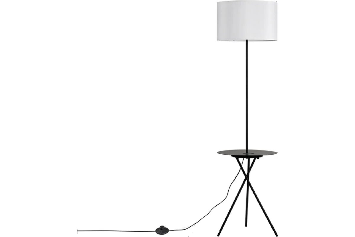 Светильник торшер напольный под лампу на основании ТНО 04П-BW 60Вт Е27 230В с полкой белый IN HOME