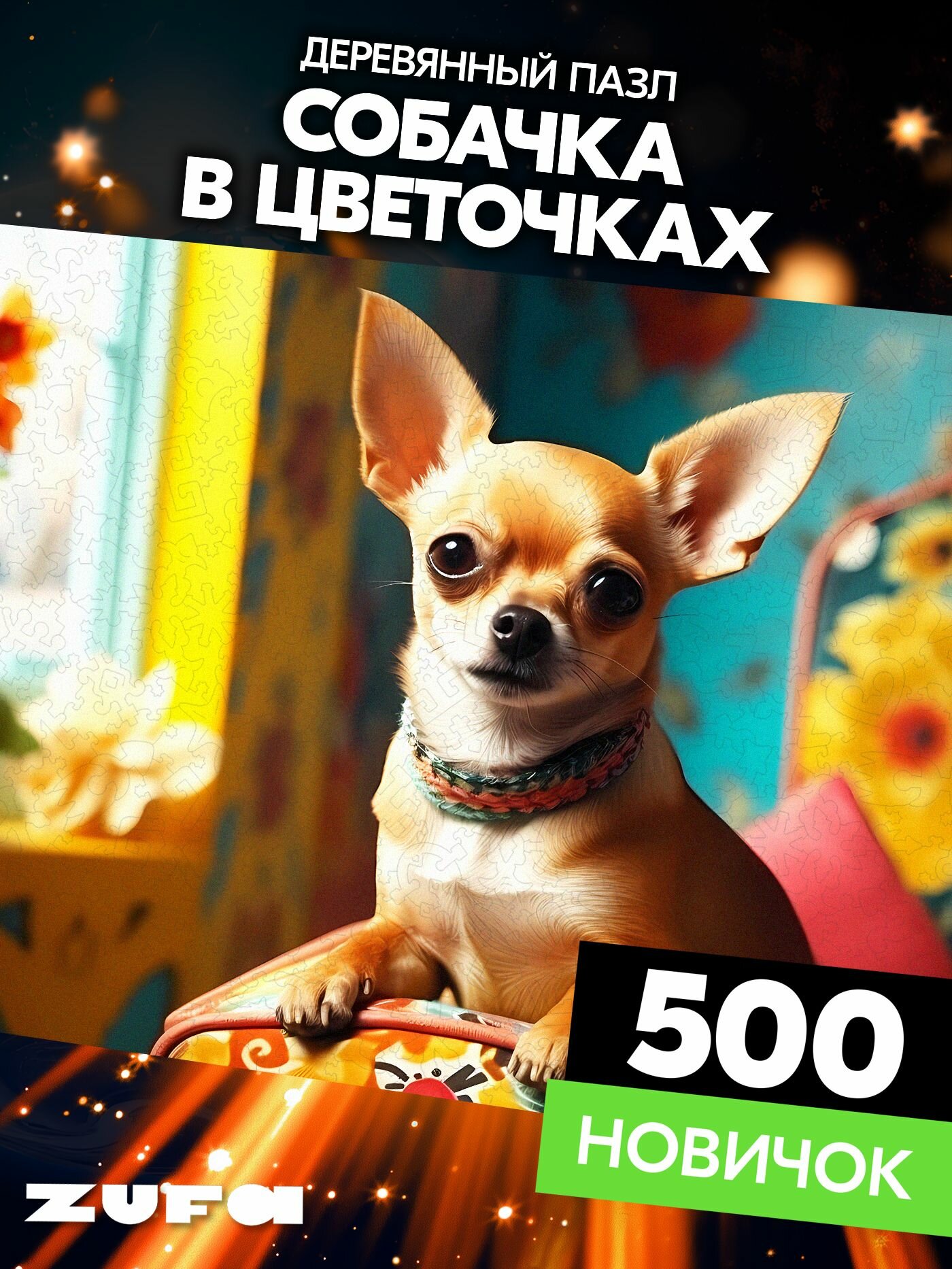 Пазл Собачка в цветочках 500 деталей Новичок