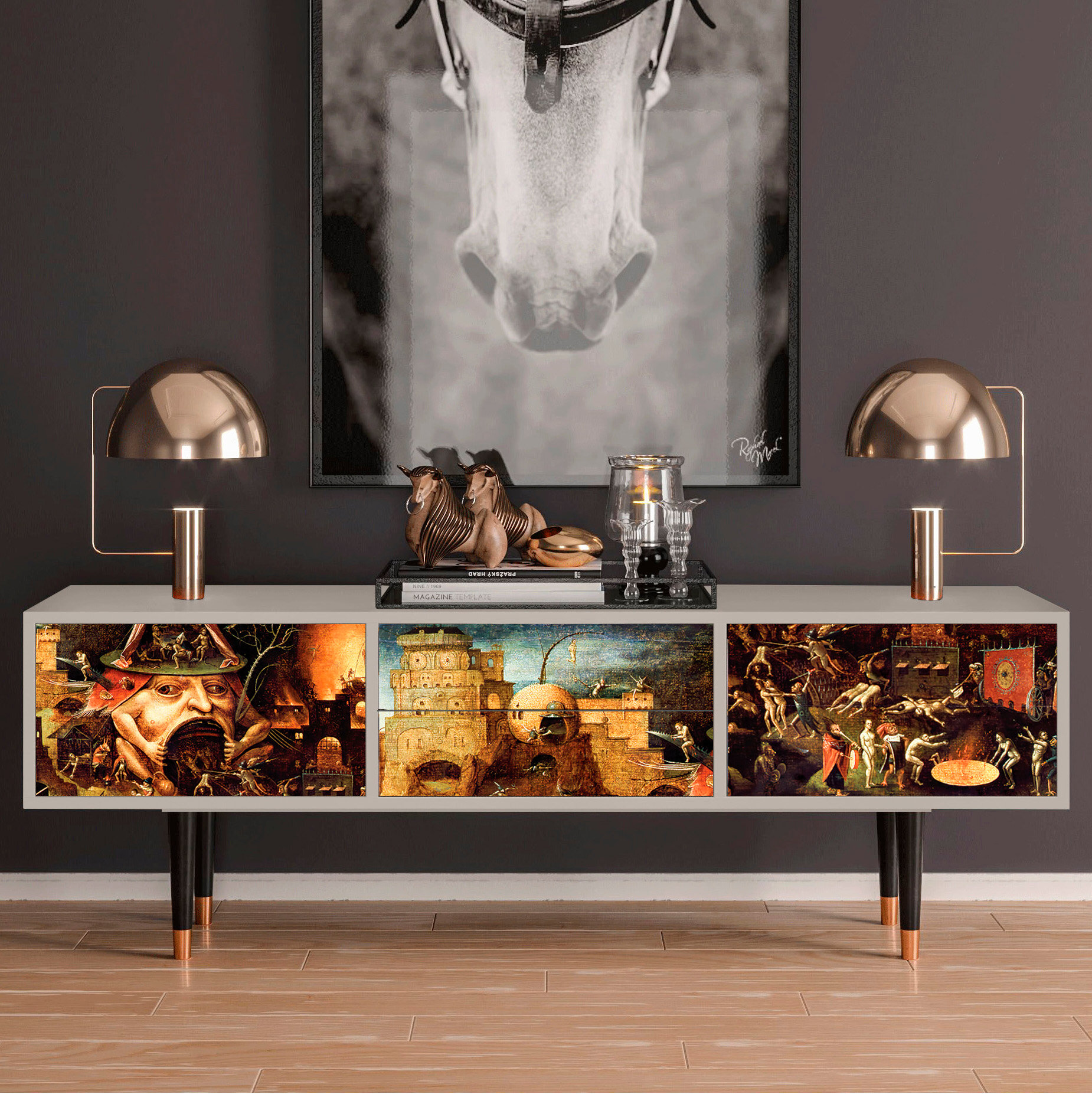 ТВ-Тумба - STORYZ - T4 Christ in Limbo by Hieronymus Bosch , Размер - 170 x 59 x 48 см, Цвет корпуса - , Сатин