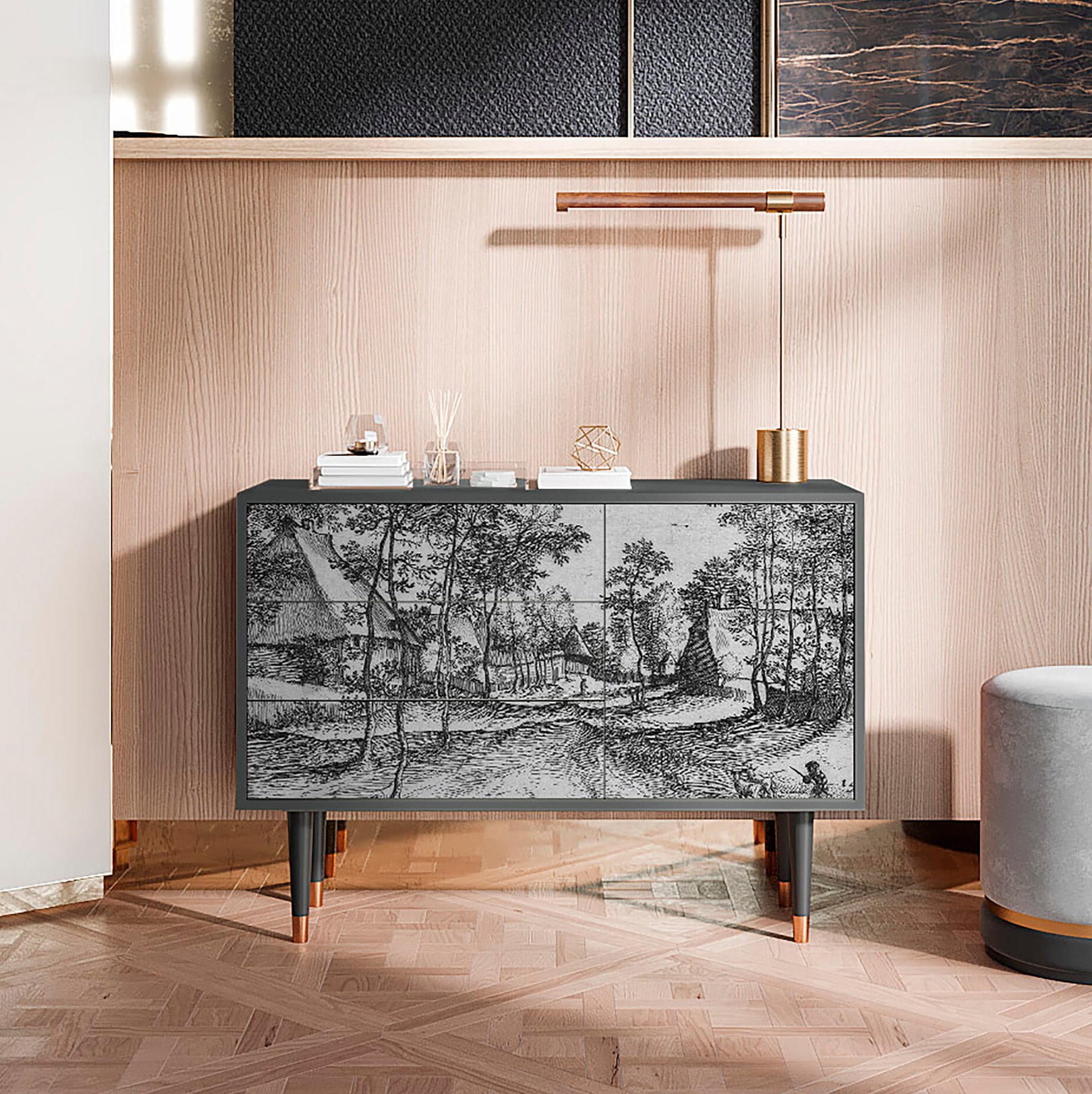 Комод - STORYZ - S3 Village Road by Pieter Breugel, Размер - 115 x 84 x 41 см, Цвет корпуса - , Антрацит