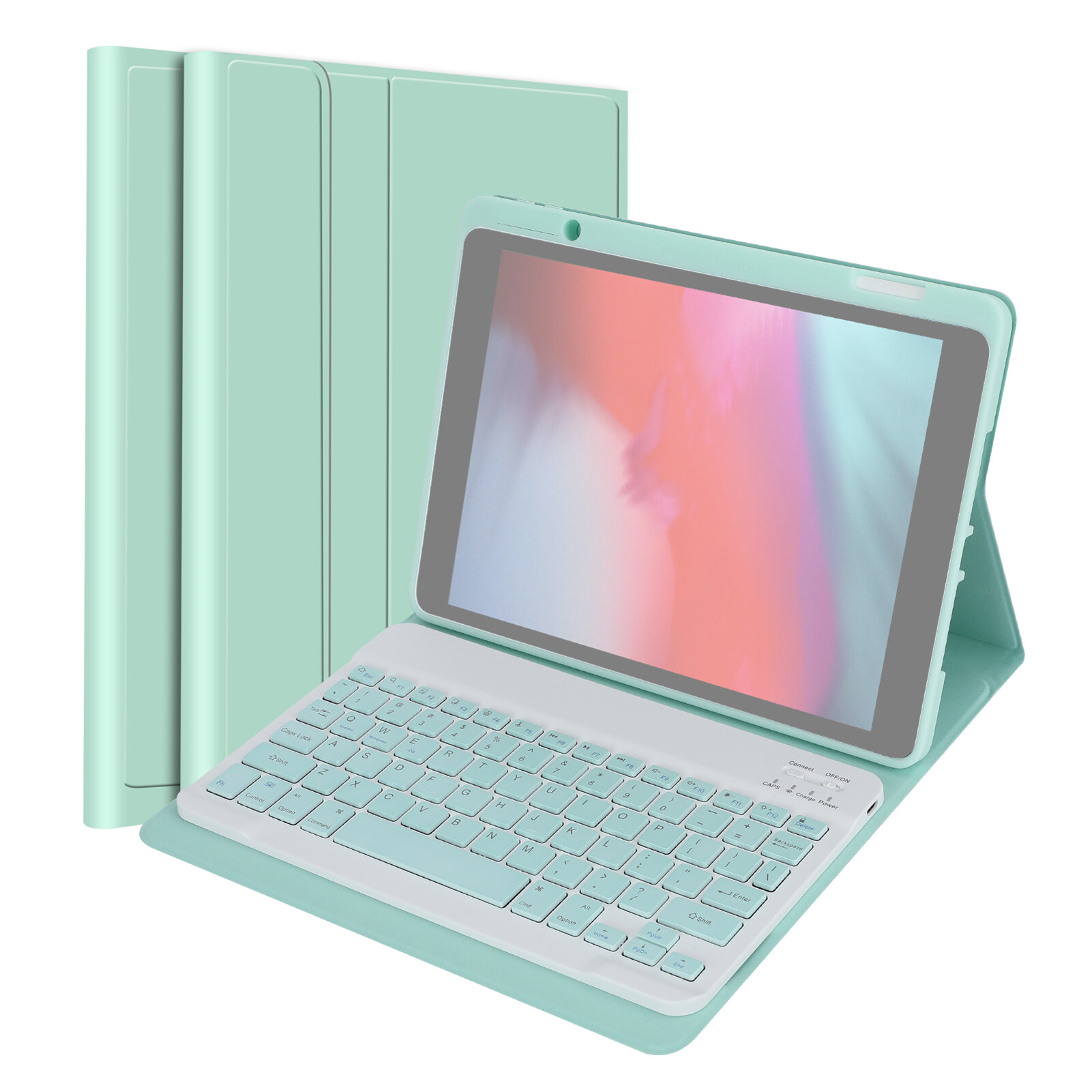 Беспроводная BT клавиатура USB-клавиатура с чехлом из ПУ кожи для планшета, совместимая с iPad Air3 10.5 дюймов/iPad Pro 10.5 дюймов (2017)/iPad 7 10.2 дюймов (2019)/iPad 8 10.2 дюймов (2019)/iPad 9 10.2 дюймов (2020), материал ABS, раскладка AZERTY,