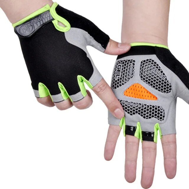 Велоперчатки QzeUpwardSpirit полупальцевые, Green Silicone, S